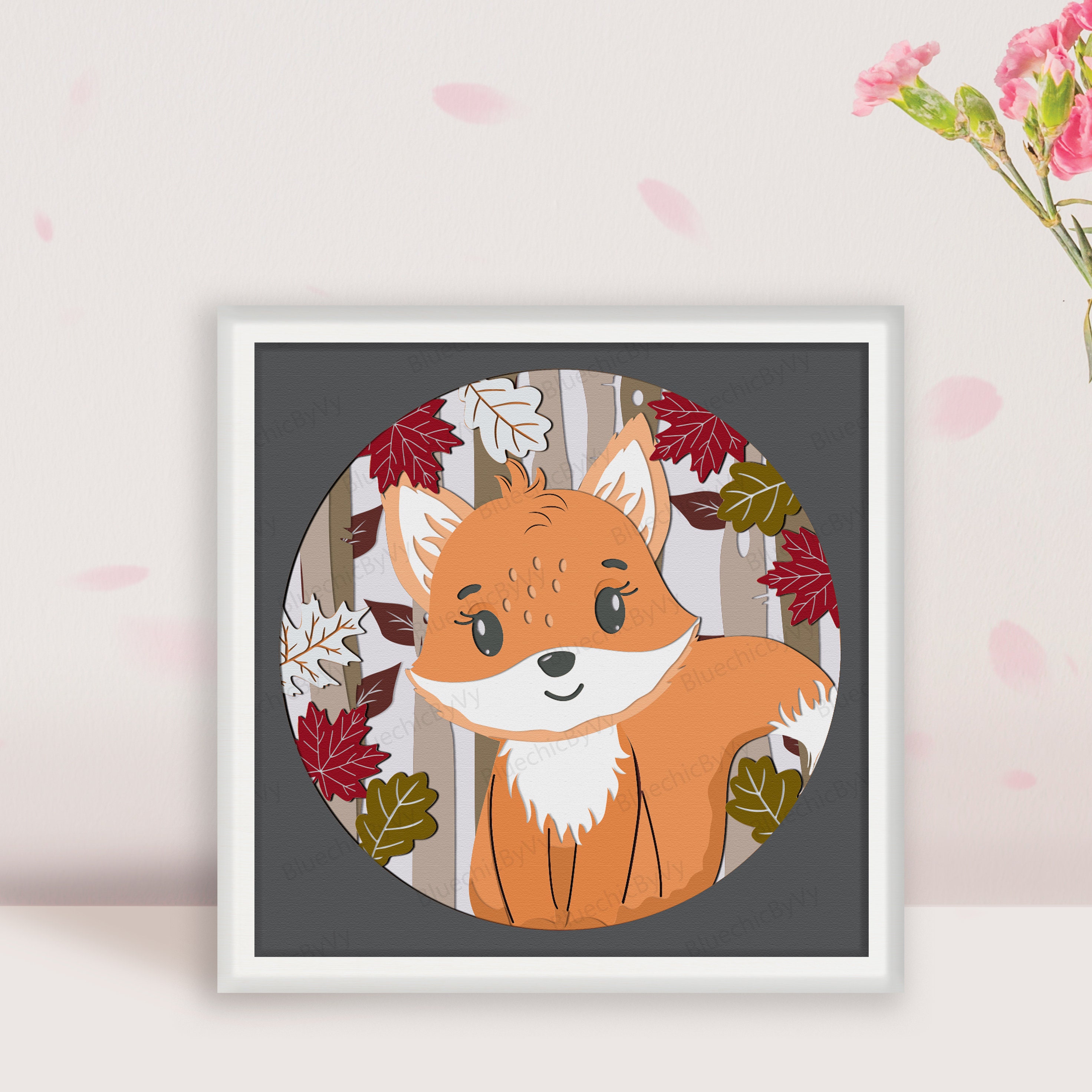 Red Fox Shadow Box SVG, Red Fox Shadow Box, for Cricut, Red Fox Gift ...