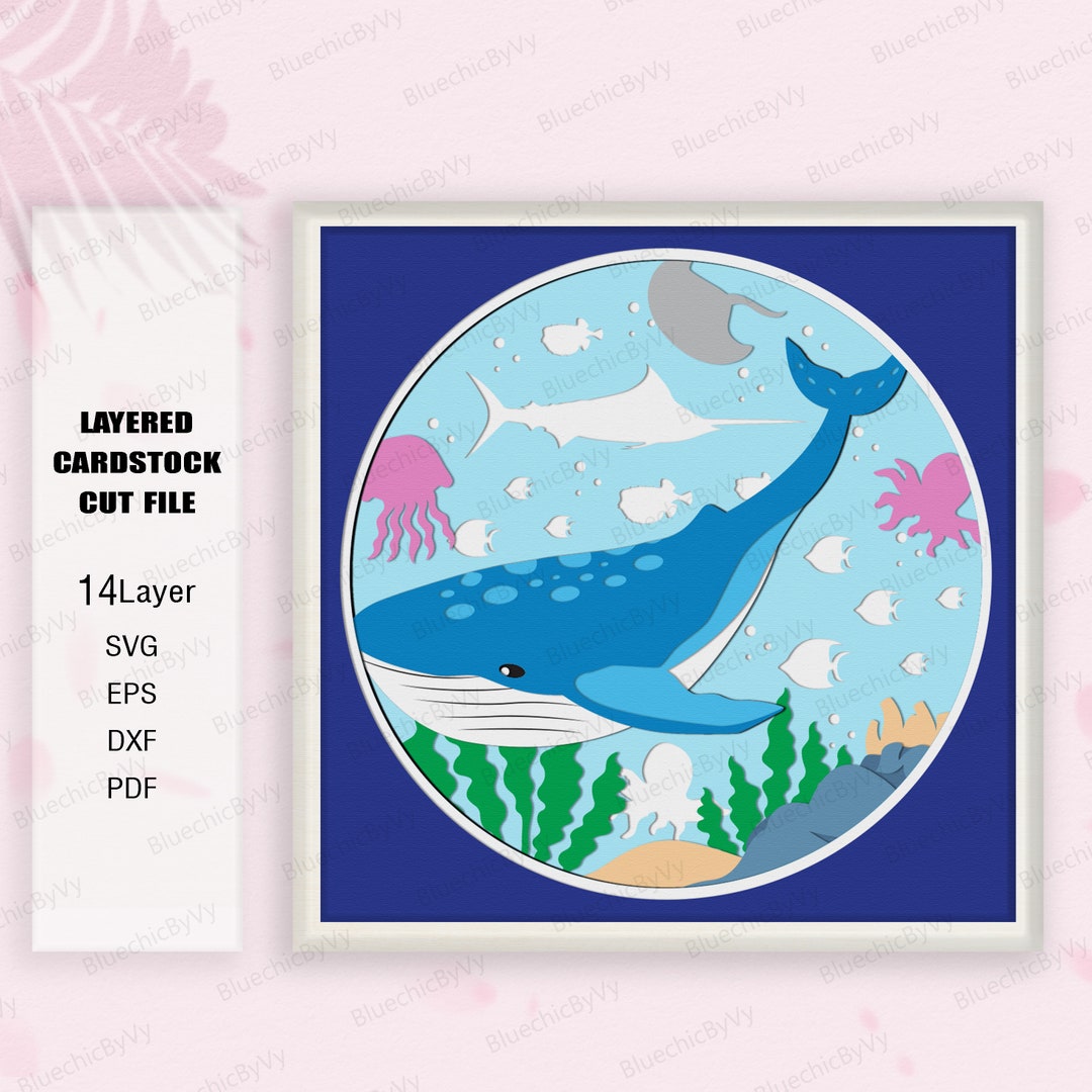 Whale Shadow Box SVG, Whale Shadow Box, Whale Gift, Whale Light Box Svg ...
