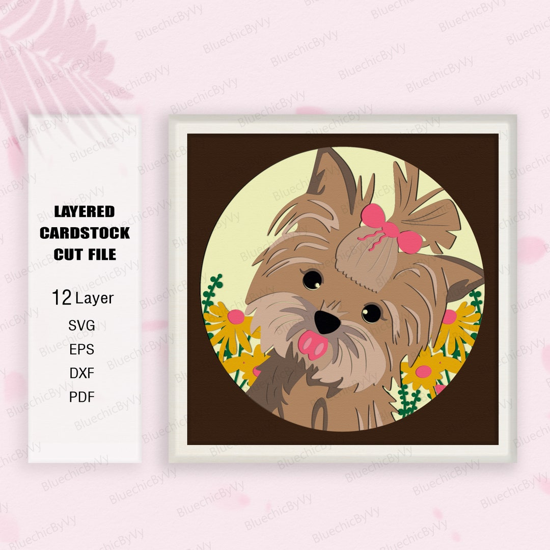 Dog Yorkshire Terrier Shadow Box SVG, Dog Yorkshire Shadow Box, Gift ...