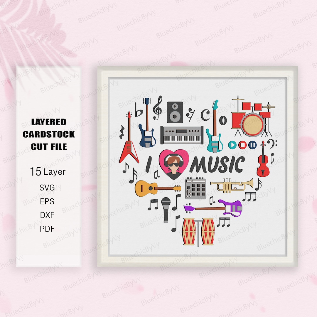 Love Music Shadow Box Svg, Music Shadow Box, Love Music Gift, Love ...