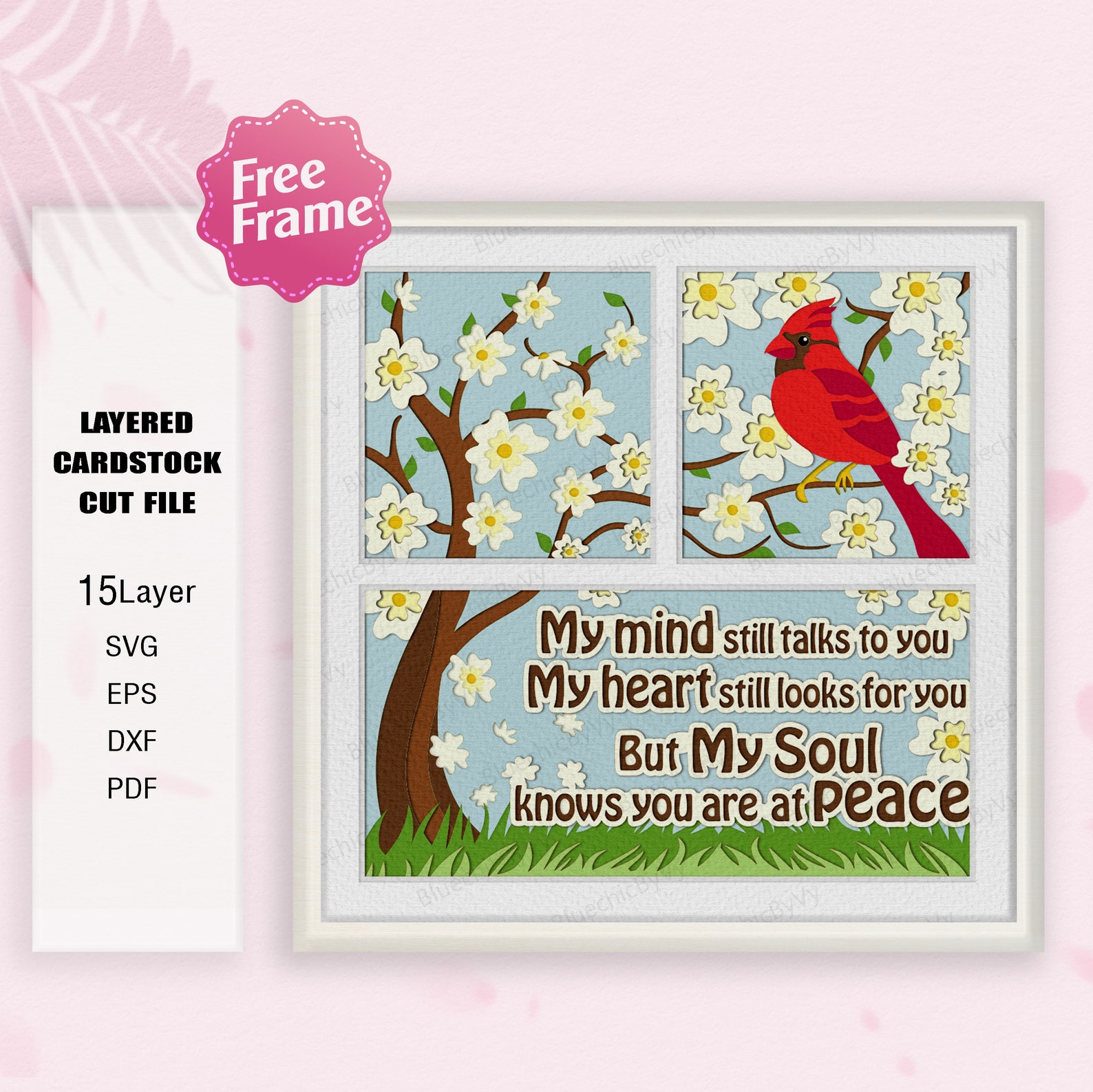 Cardinal Memorial Shadow Box SVG, Cardinal Shadow Box, Cardinal 3D Box ...