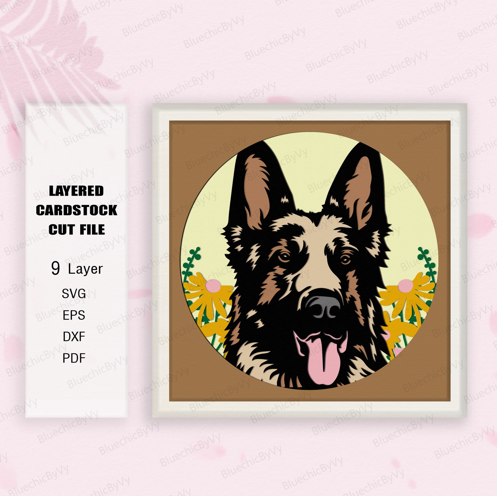 German Shepherd Dog Shadow Box SVG, German Shepherd Shadow Box, Gift ...