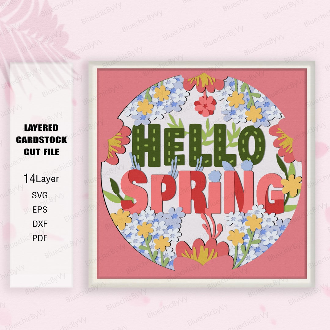 Hello Spring Shadow Box SVG, Spring Shadow Box, Bunny Easter 3D Box ...