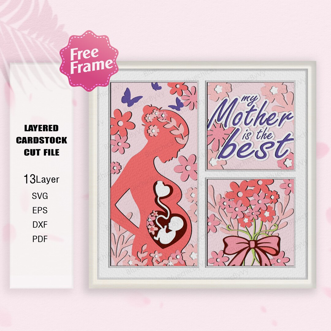 Pregnancy Mother Shadow Box, Mother Day Shadow Box Svg, Mother Day Gift ...