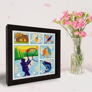 Fishing Shadow Box Svg, Fisherman Light Box Svg, Father's Day Gift ...