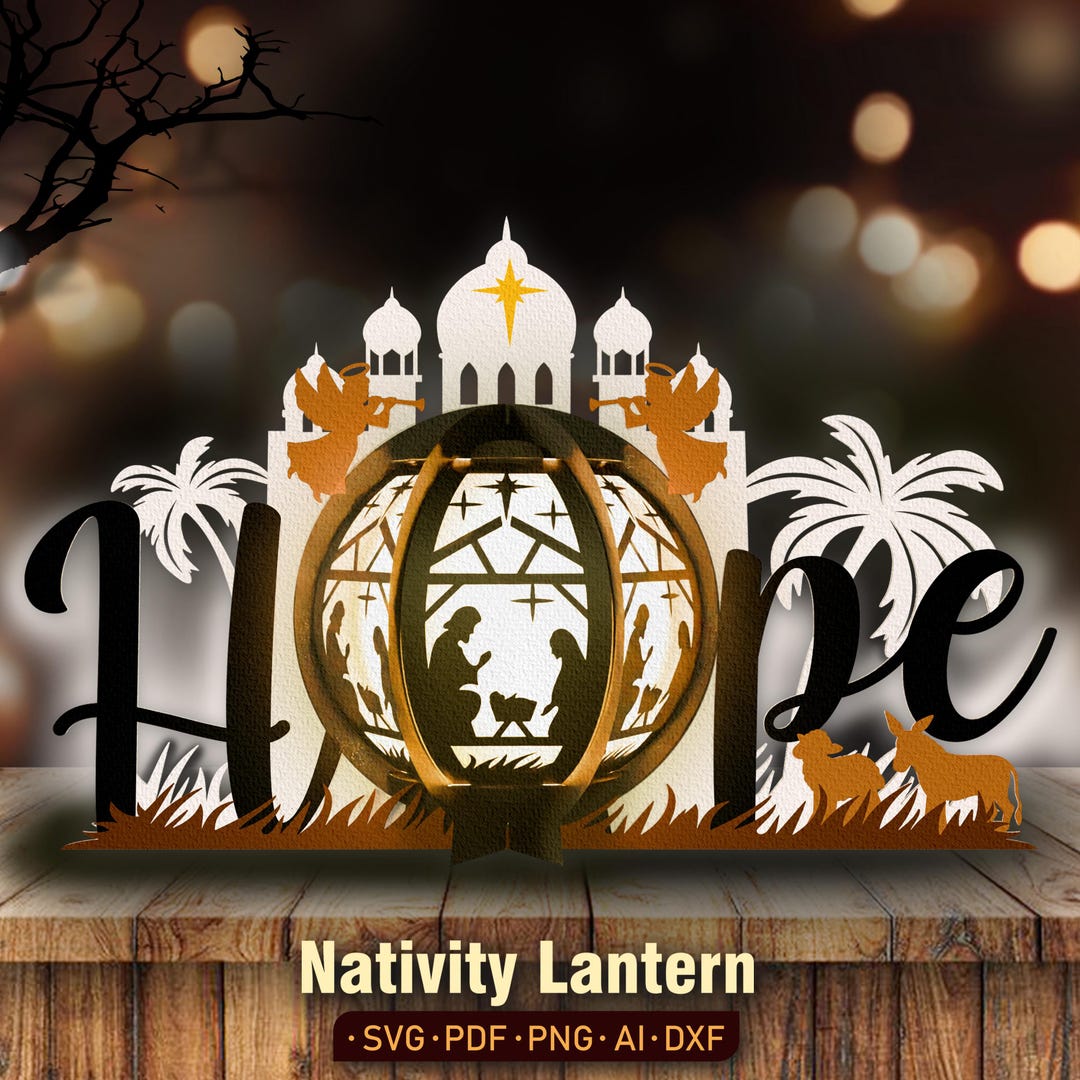 Hope Nativity Light Box Svg, Nativity Shadow Box,jesus Lantern,lantern ...