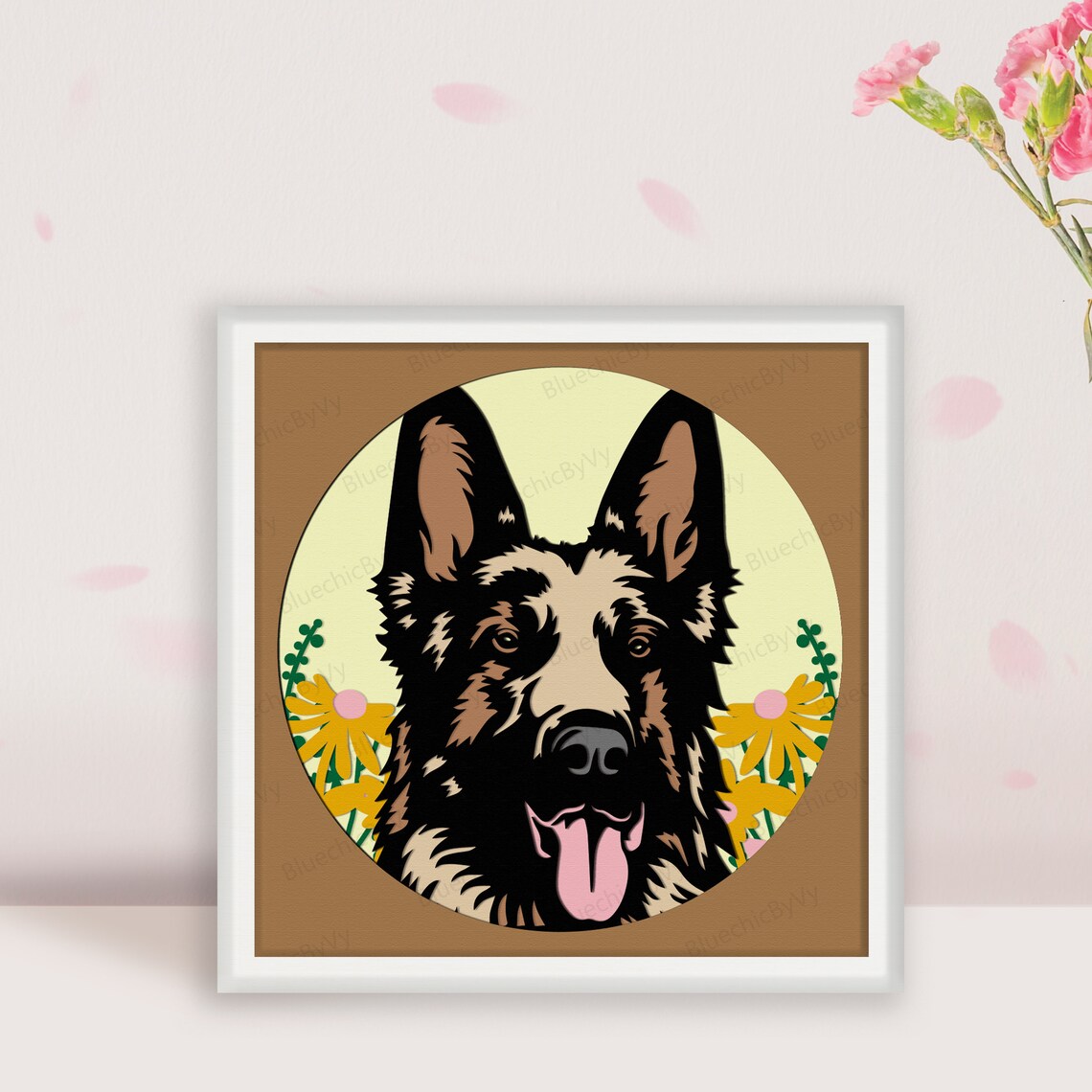 German Shepherd Dog Shadow Box SVG, German Shepherd Shadow Box, Gift ...