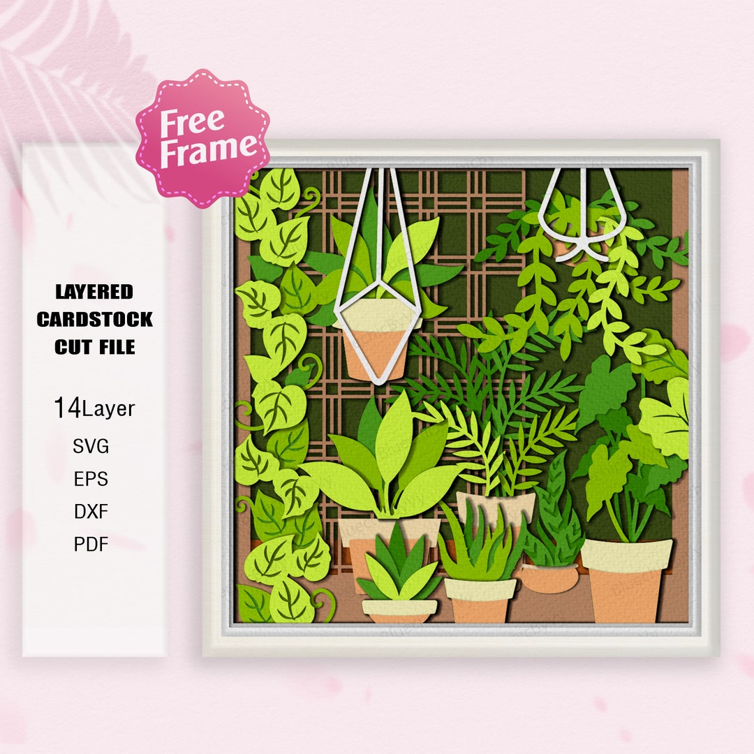 Boho Planters Shadow Box Svg, Planters 3D Box, Planters SVG, Boho Svg ...