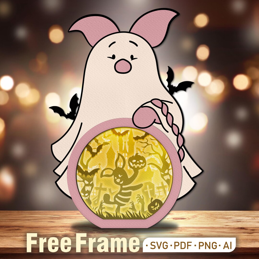 Piglet Halloween Light Box Svg, Piglet 3D Box, Halloween Shadow Box ...