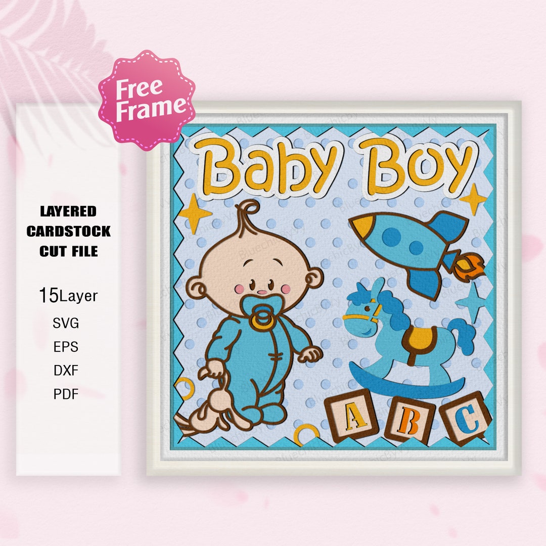 Boy Kids Shadow Box Svg, Baby Boy Light Box, Spaceship Boy Svg, Baby ...