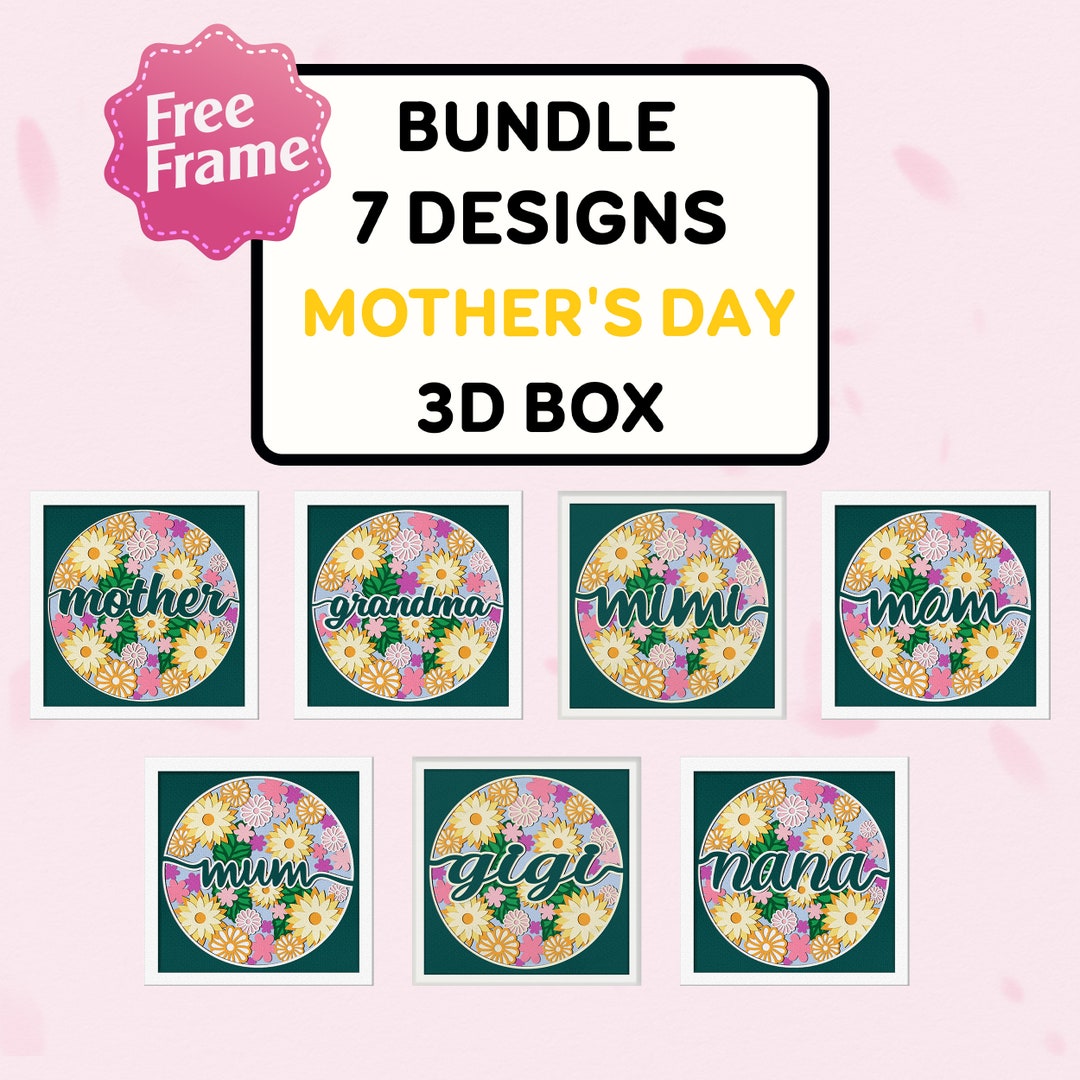 Bundle Mother's Day Shadow Box Svg, Mother Day Shadow Box, Mother Day ...