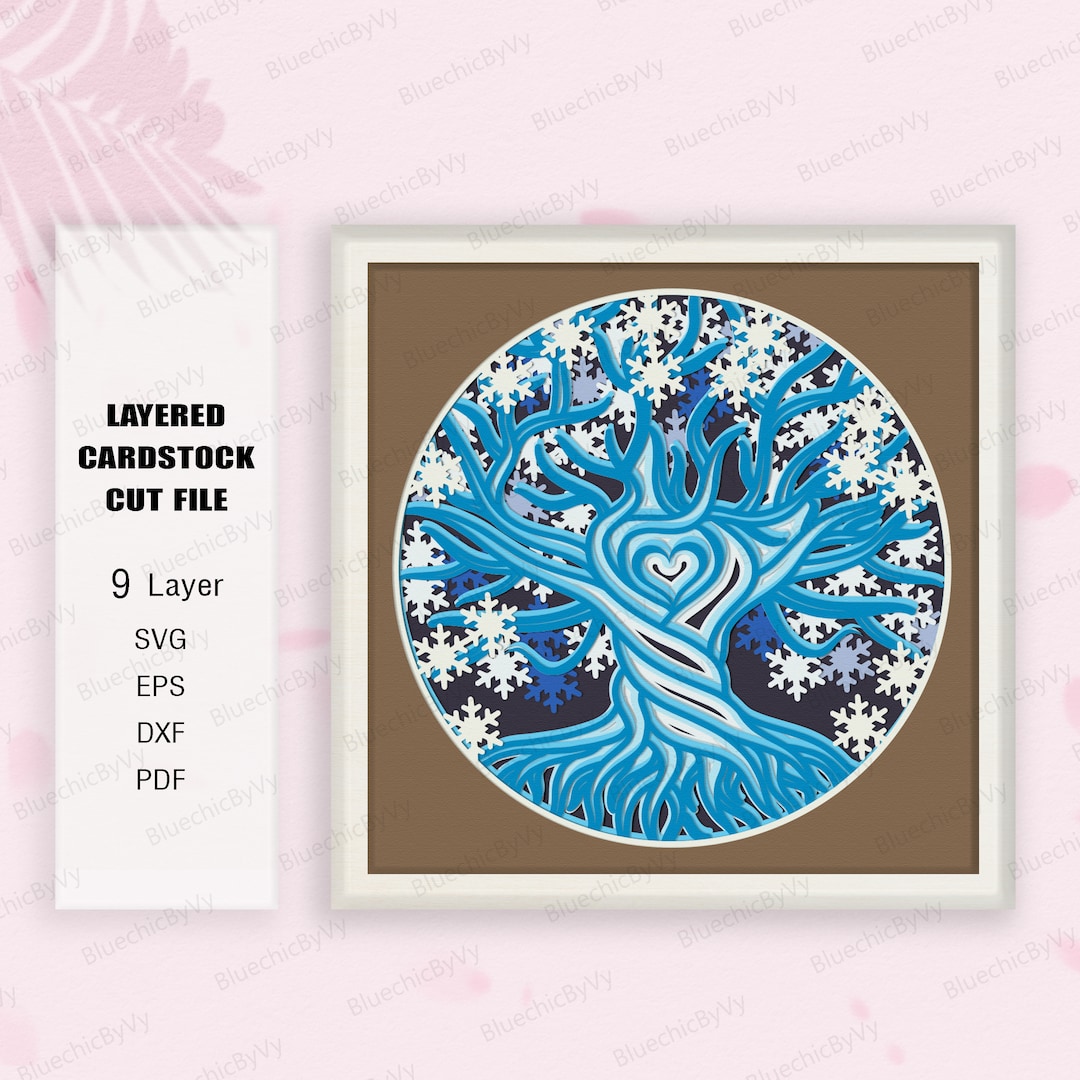 Winter Tree Shadow Box, Winter Tree Light Box Svg, Tree of Life 3D Box ...