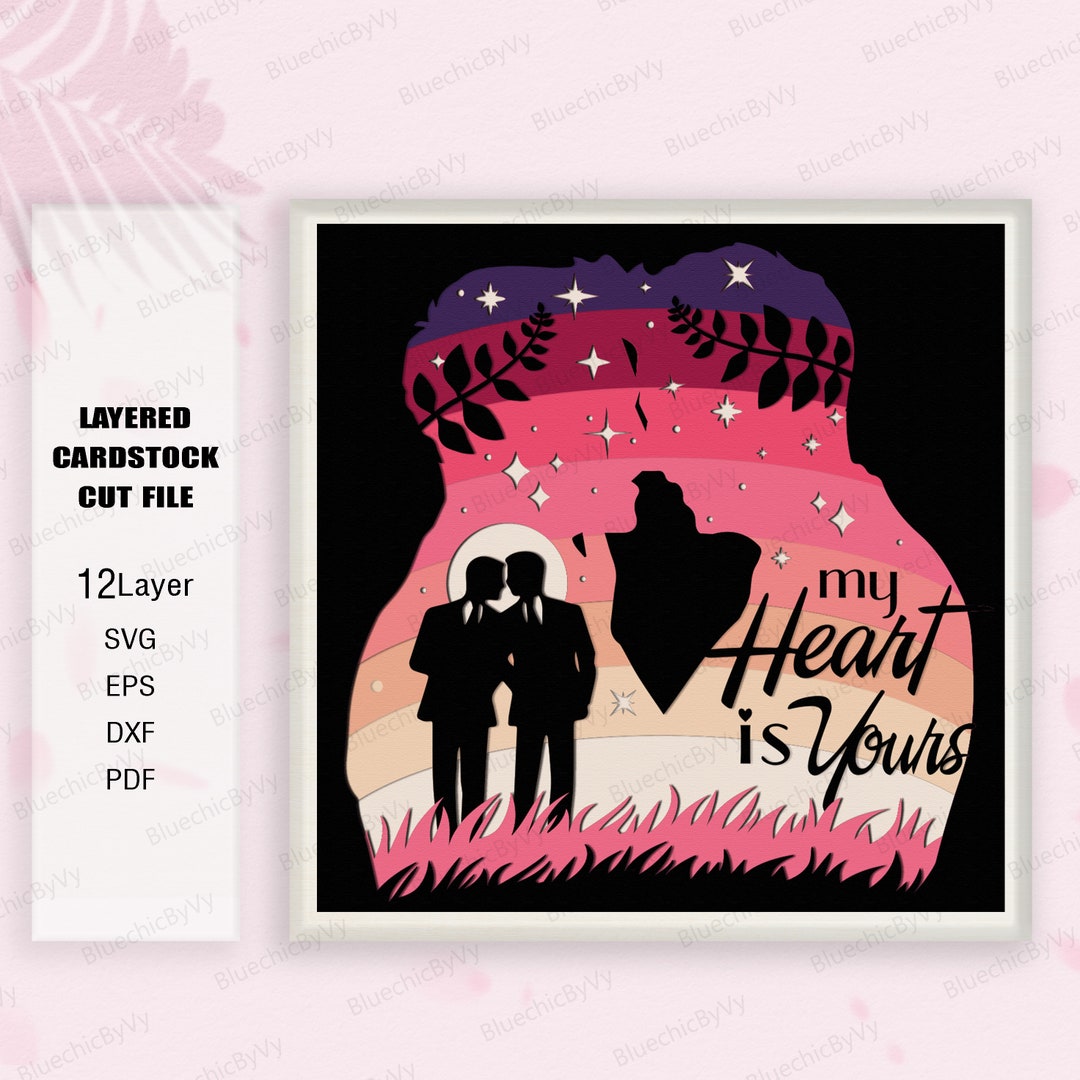 Gay Couple Silhouette Shadow Box Svg Lgbt Shadow Box For Cricut File