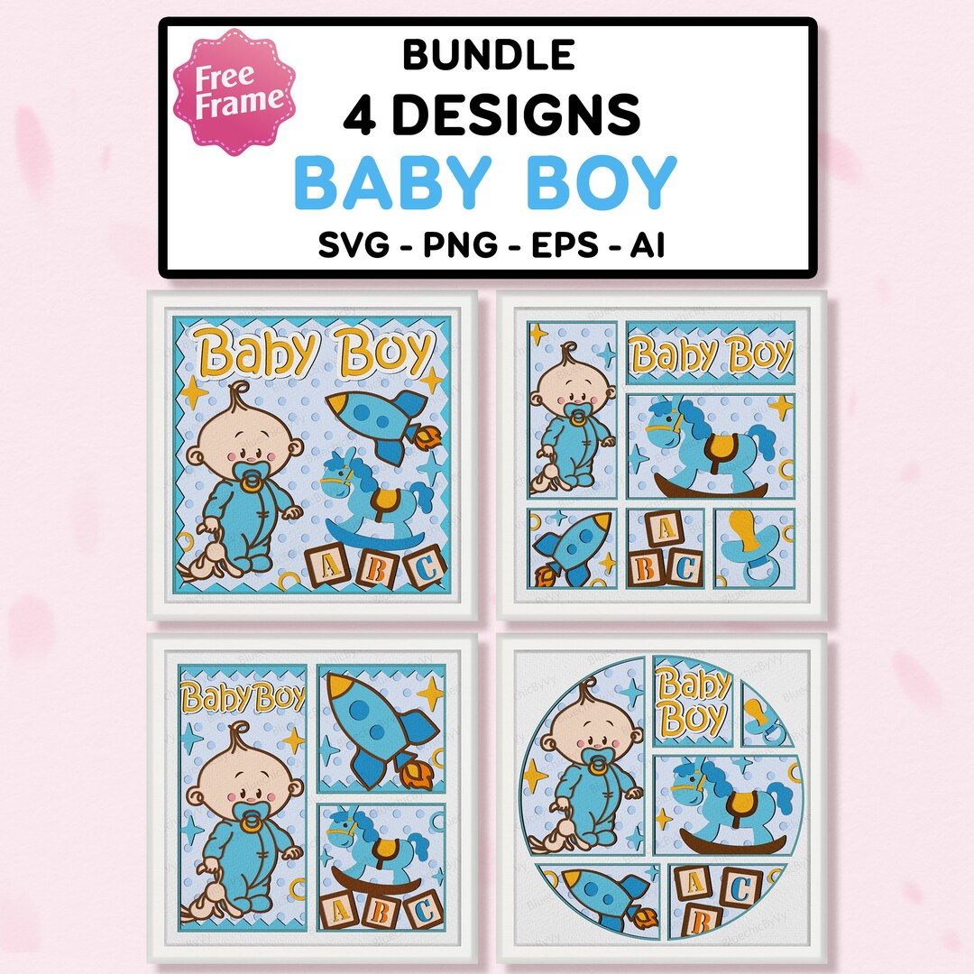 Bundle Baby Boy Shadow Box Svg, Baby Boy Light Box,spaceship Boy Svg ...