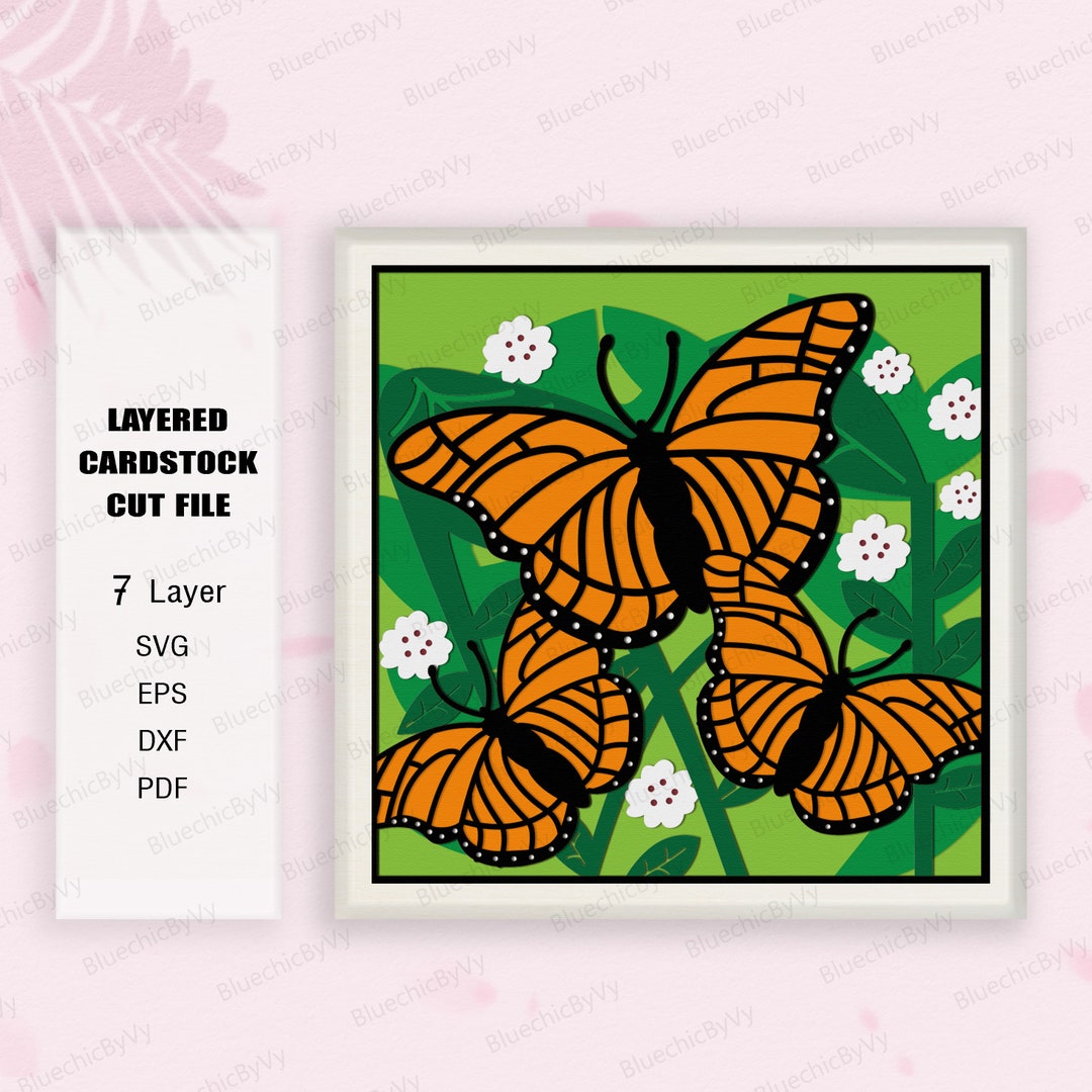 Monarch Butterfly Shadow Box Svg, Flower Butterfly Shadow Box, Love ...