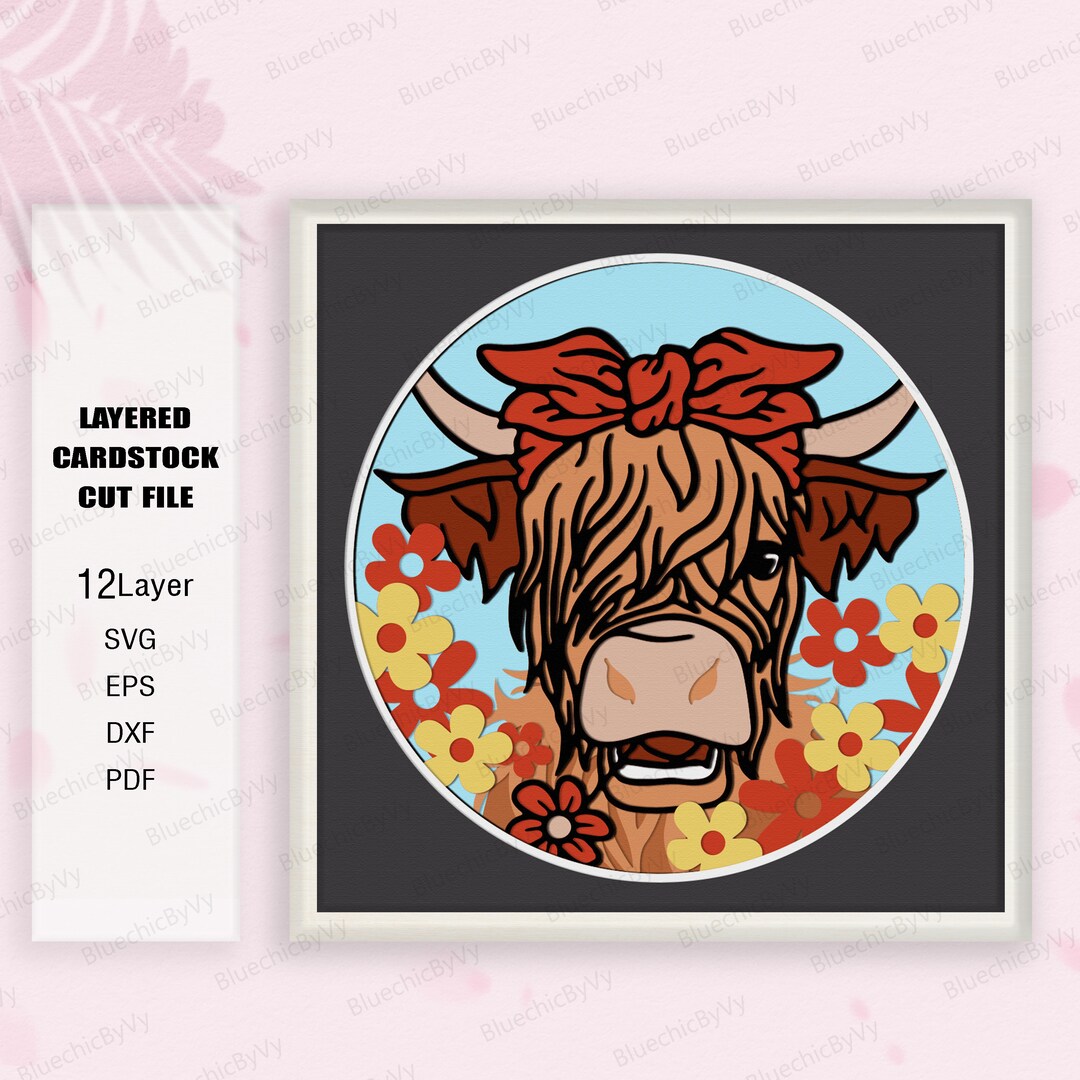 Highland Cows Shadow Box SVG, Highland Cows Shadow Box, for Cricut ...