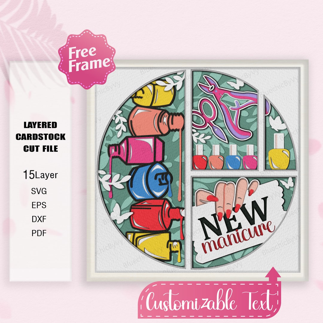 New Manicure Shadow Box SVG, Nail 3D Box, Manicure Svg, Nail Salon Svg ...