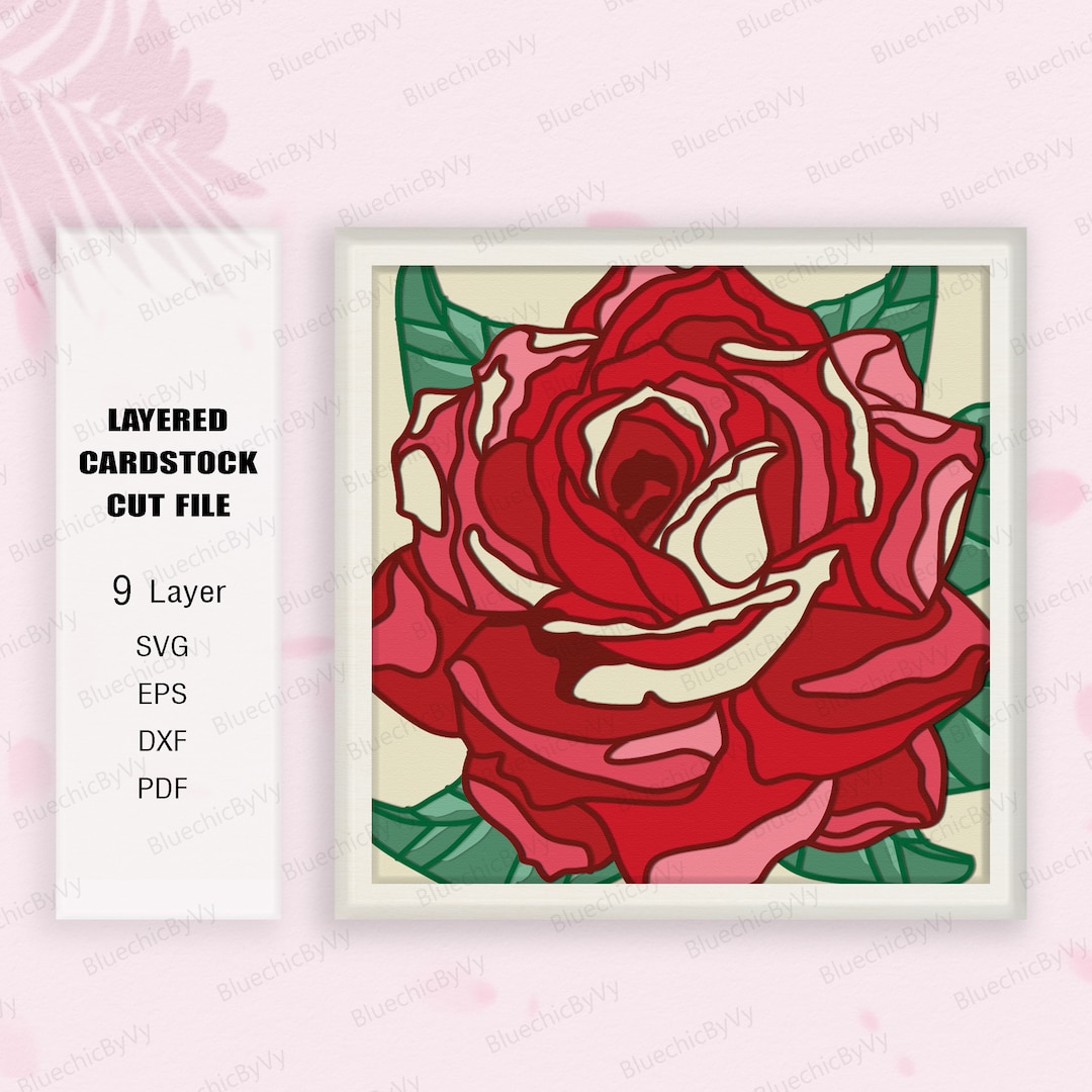Flower Rose Shadow Box SVG, Rose Shadow Box, Flower 3D Box, Rose Gift ...