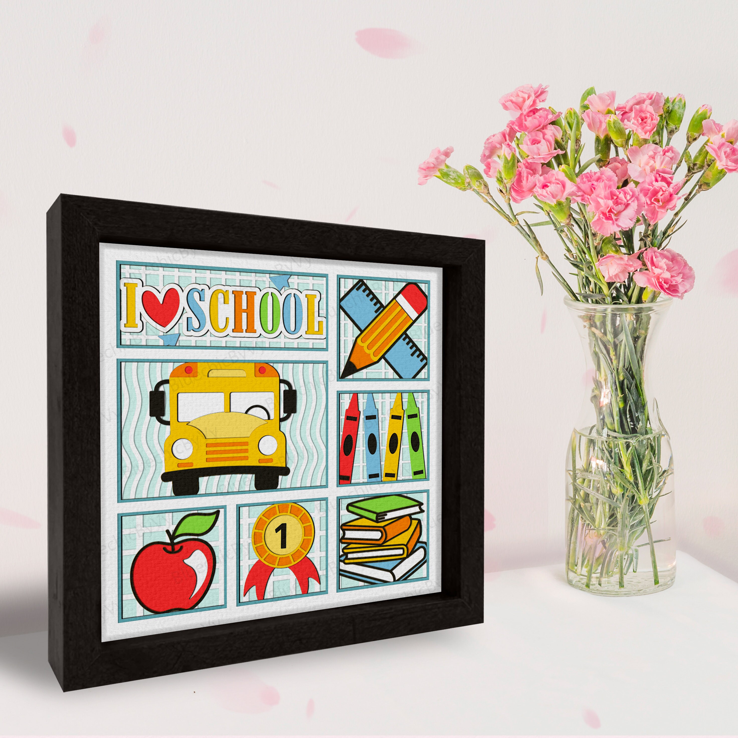 I Love School Shadow Box Svg, Teacher Gift, School Light Box Svg ...