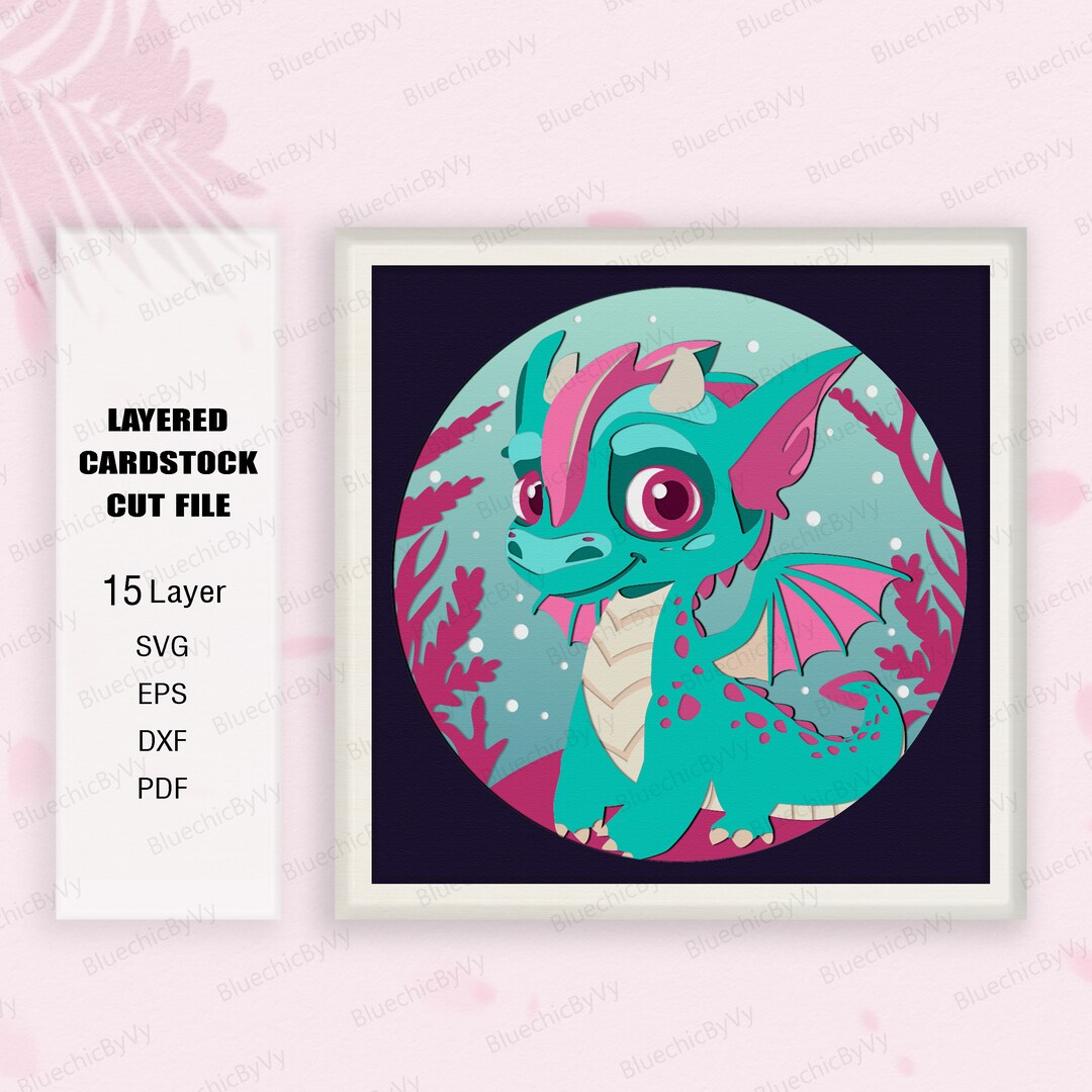 Baby Dragon Shadow Box SVG for Cricut Projects DIY, Dragon Shadow Box ...