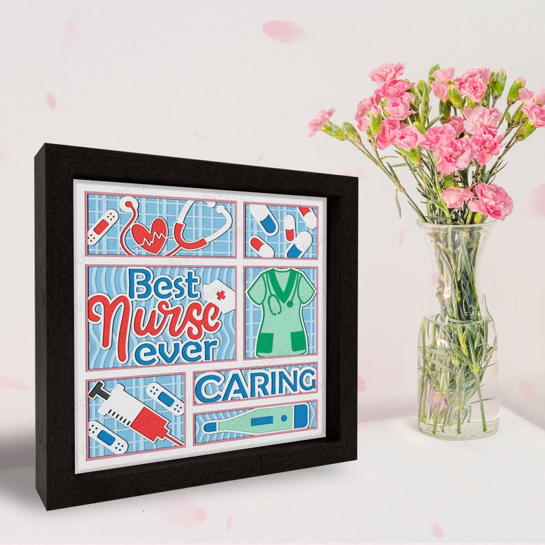 Best Nurse Shadow Box SVG, Medical Shadow Box, Gift for Nurse, for ...