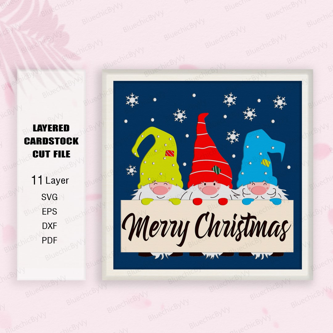 Gnomes Christmas Shadow Box SVG for Cricut Projects DIY, Gnomes ...