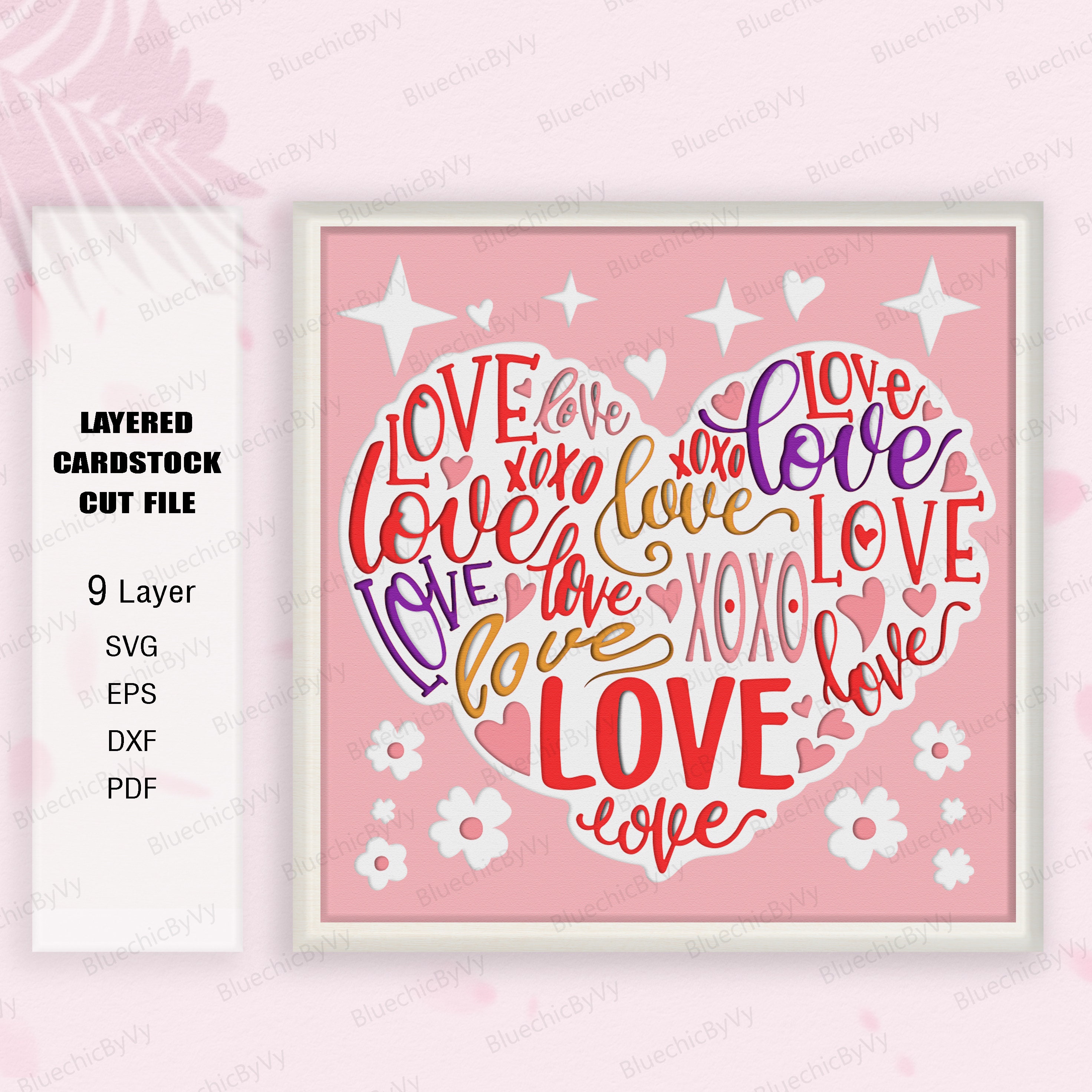 Love Heart Shadow Box SVG, Love Shadow Box, Love Heart Light Box Svg ...