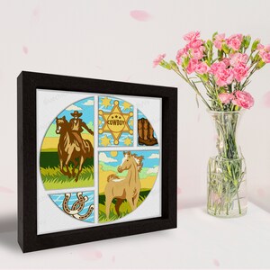 Horse Cowboy Shadow Box SVG, Western Cowboy Light Box Svg, Cowboy 3D ...