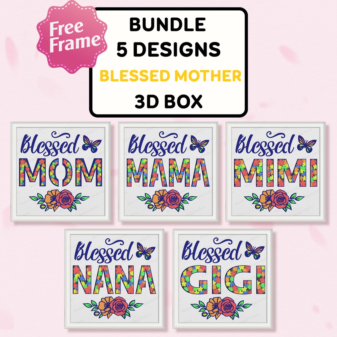 Bundle Blessed Mother Day Shadow Box SVG, Blessed Mother 3D Box, Mother ...