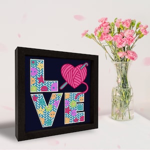 Love Crochet Shadow Box SVG, Love Shadow Box Svg, Crochet Light Box ...