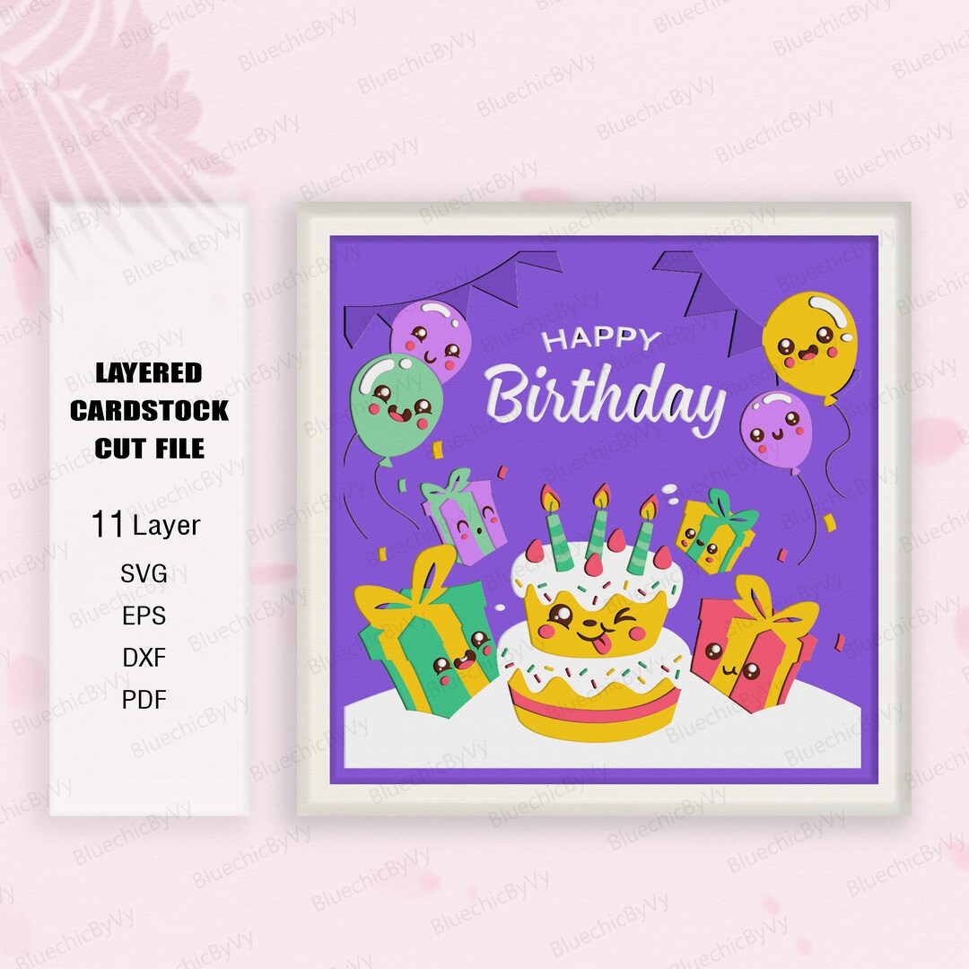 Happy Birthday Shadow Box SVG, Happy Birthday Shadow Box Svg, Birthday ...