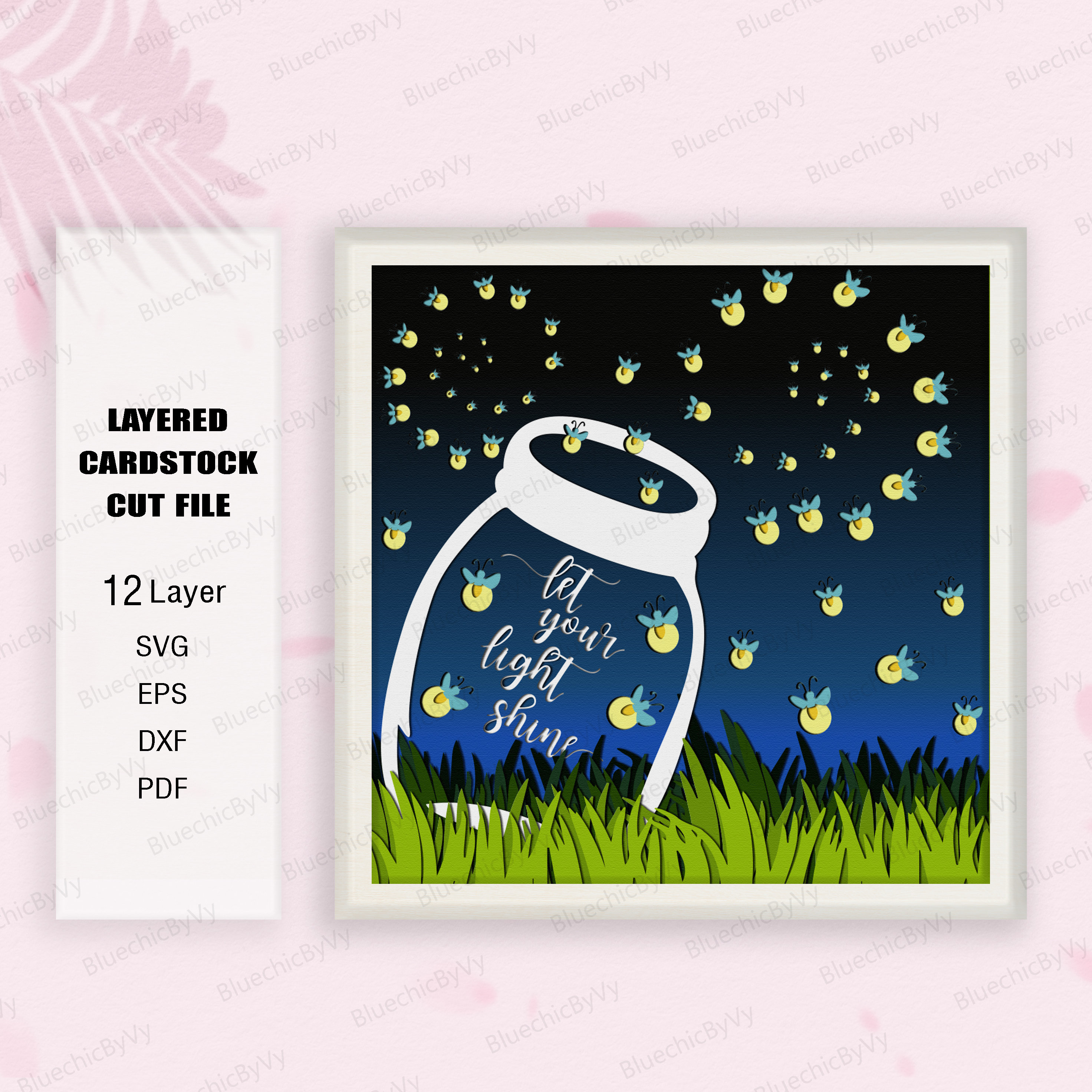 Lightning Bugs in A Mason Jar Shadow Box SVG for Cricut Projects DIY ...