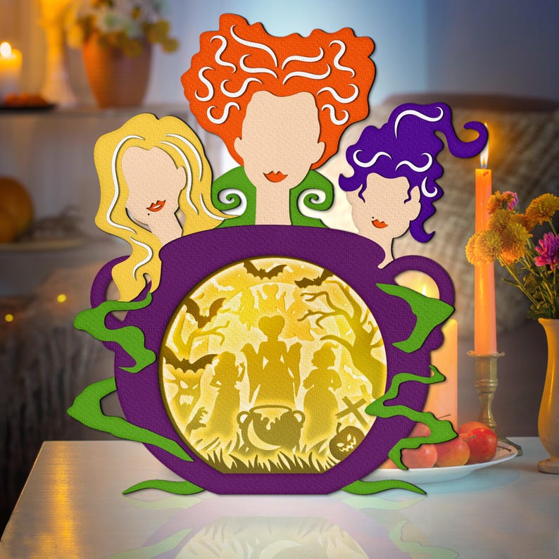Hocus Pocus Light Box Svg, Hocus Pocus 3D Box, Halloween Shadow Box ...
