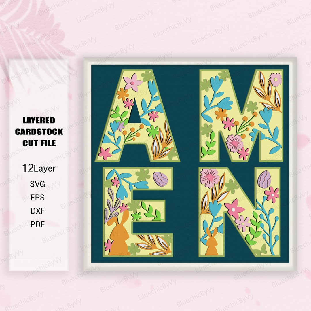 Amen Flower Shadow Box SVG, Amen Flower Shadow Box, Easter Shadow Box ...