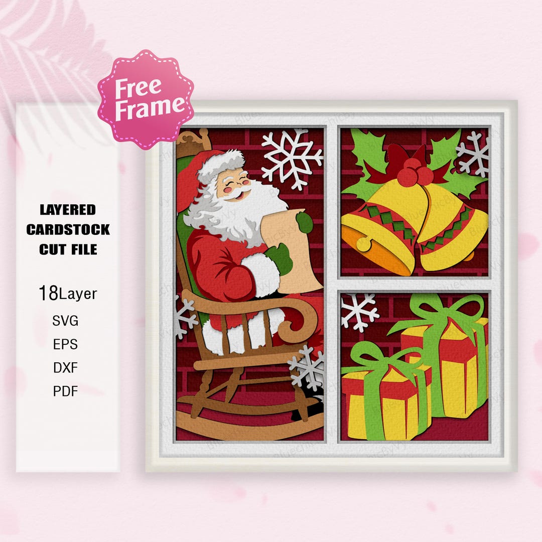 Santa Claus Shadow Box Svg,santa Claus Light Box Svg,bell Christmas ...