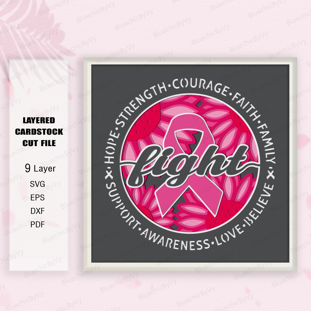 Fight Cancer Shadow Box SVG, Cancer Shadow Box, Cancer 3D Box, Cancer ...