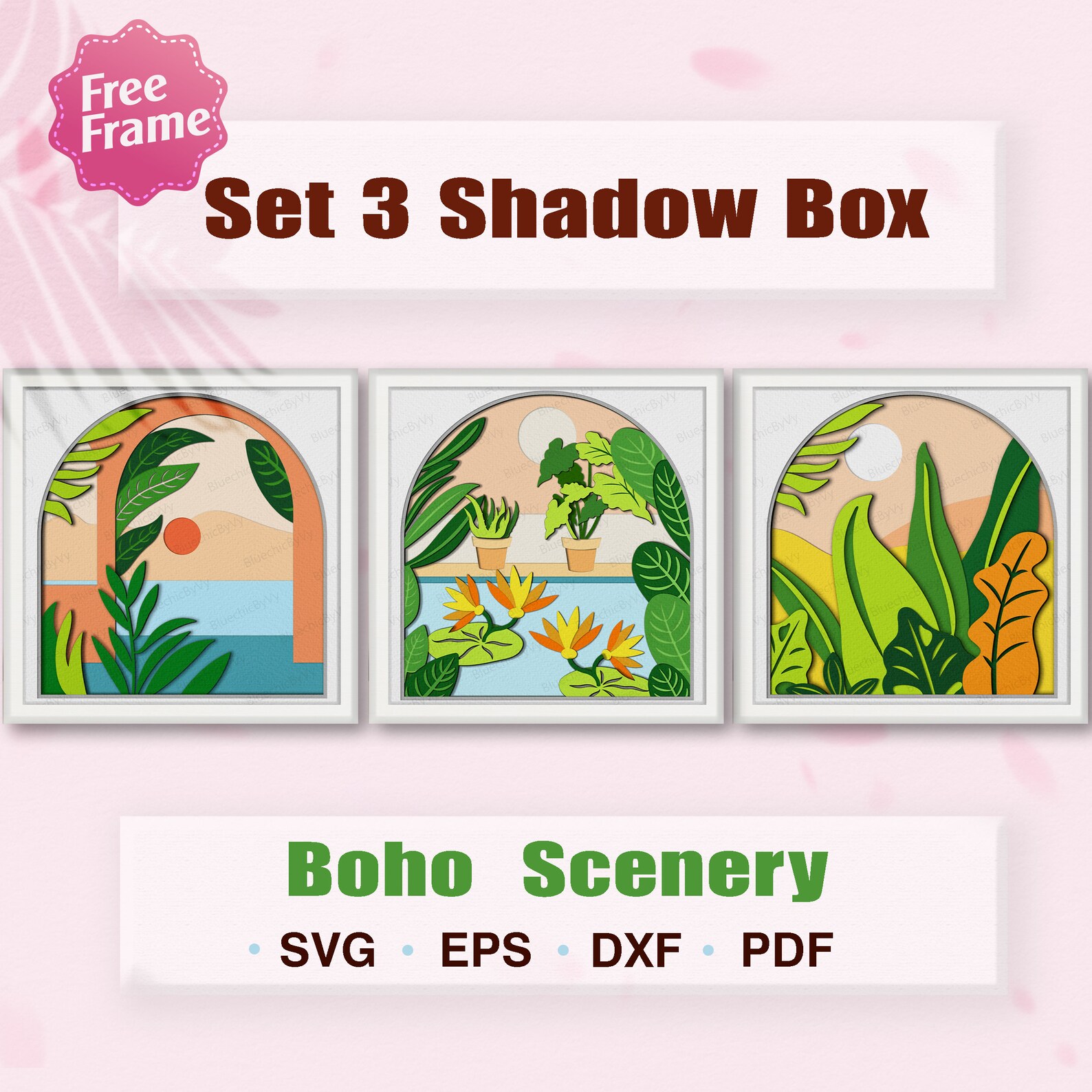 Bundle Boho Scenery Shadow Box Svg, Boho Scenery 3D Box, Scenery SVG ...