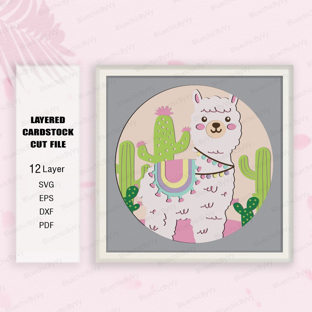 Llama Shadow Box Svg, Llama Light Box Svg, Cute Llama Gift, Llama ...