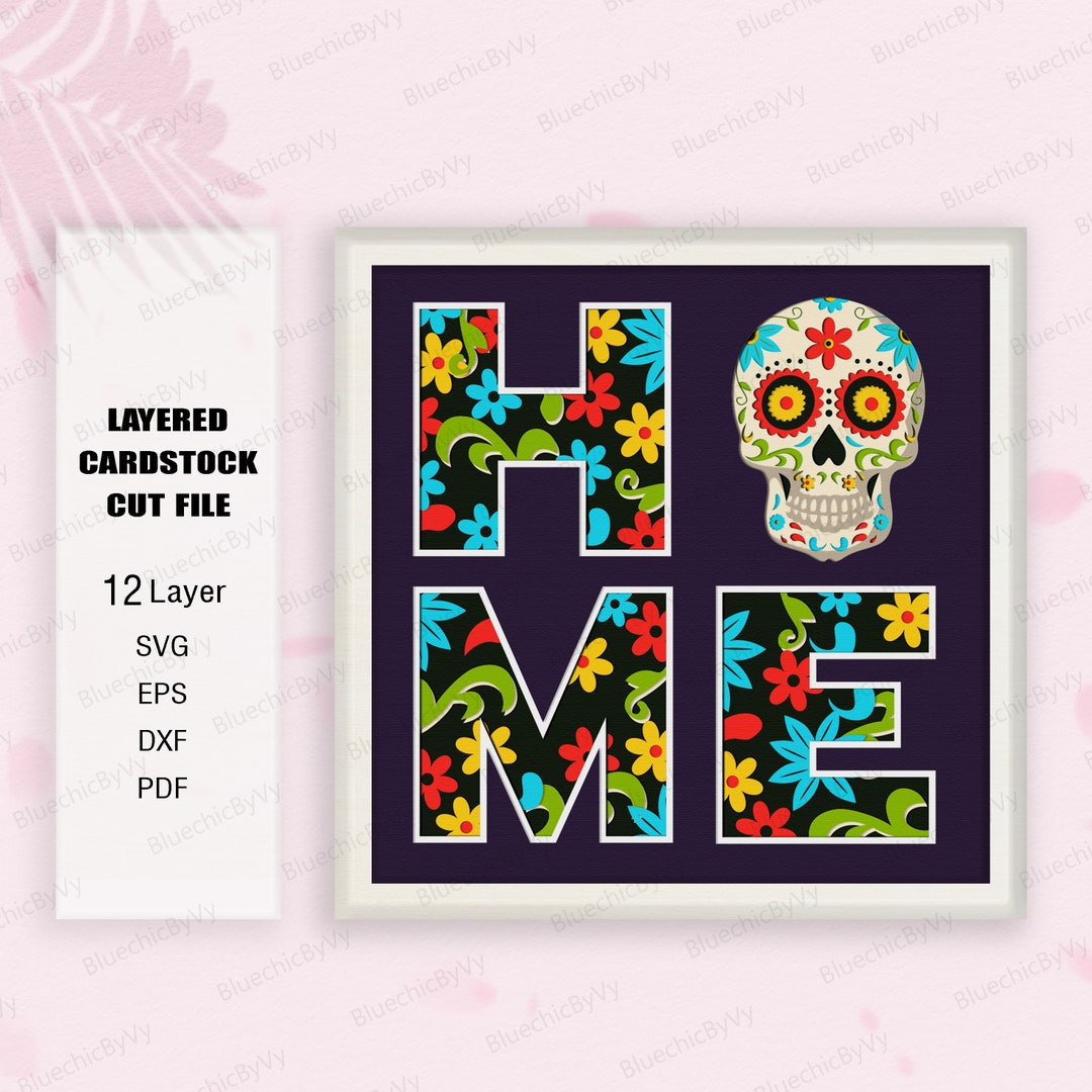 Skull Home Shadow Box, Home Gift, Skull Home Light Box Svg, Skull ...
