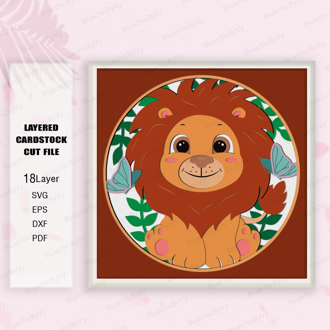 Lion Shadow Box SVG, Lion Shadow Box, for Cricut, Lion Light Box Svg ...
