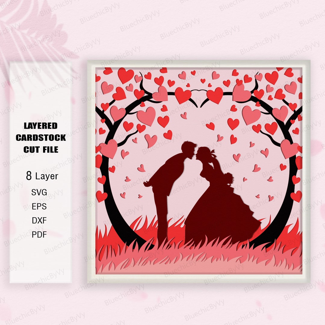 Wedding Couple Shadow Box SVG, Valentine's Shadow Box, Wedding Couple ...