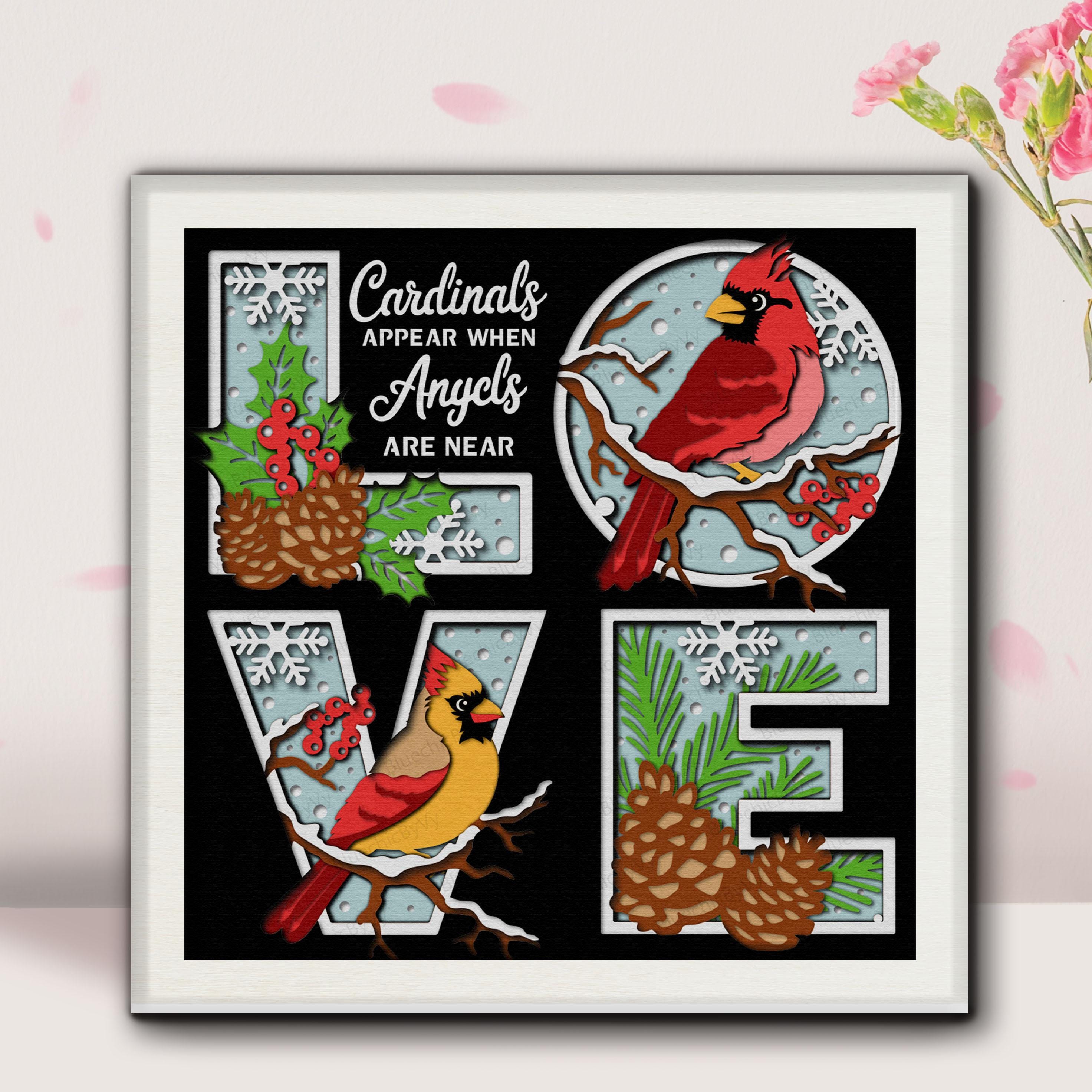 3D Layered LOVE Cardinal Papercut Svg, Winter Cardinal Quote Shadow Box ...