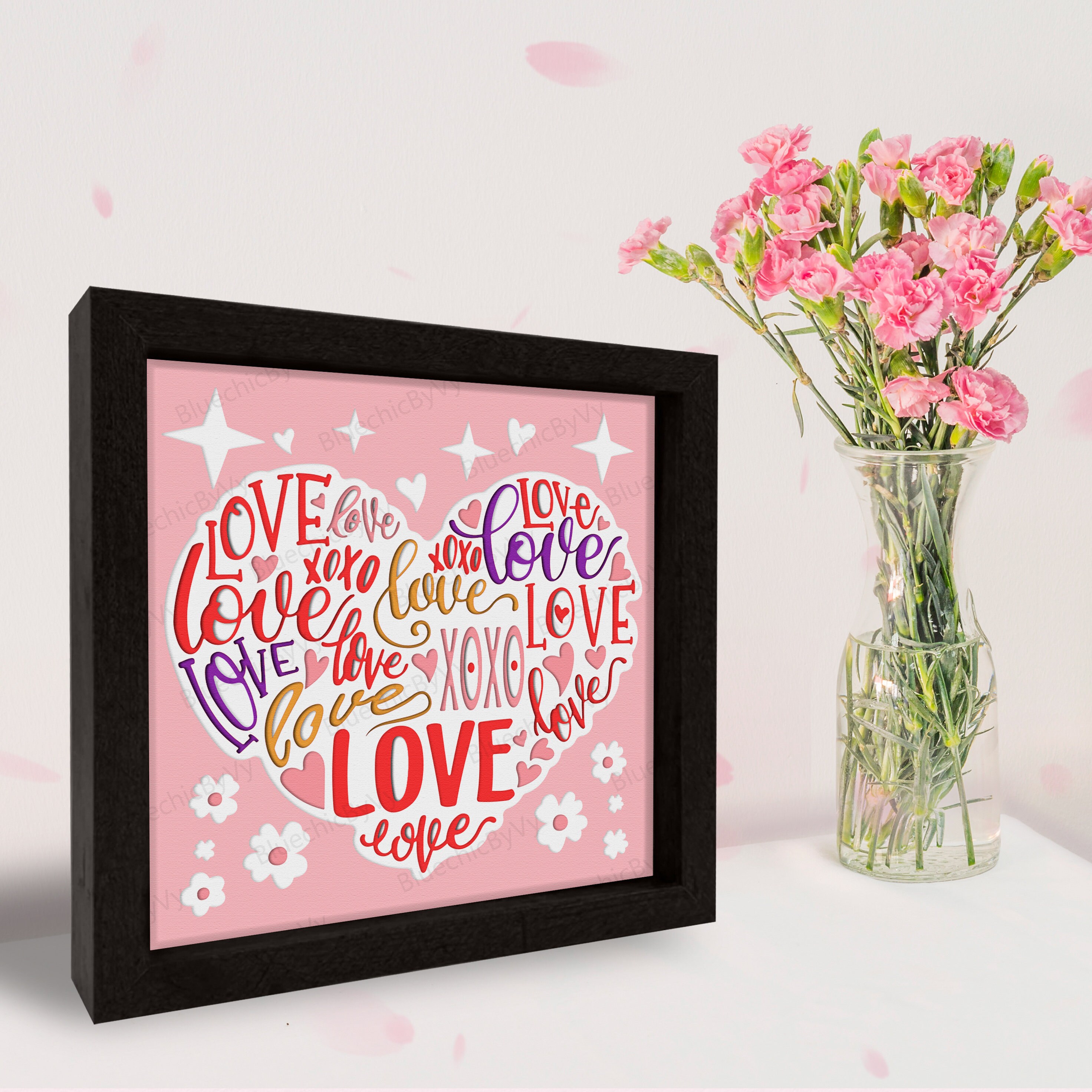 Love Heart Shadow Box SVG, Love Shadow Box, Love Heart Light Box Svg ...