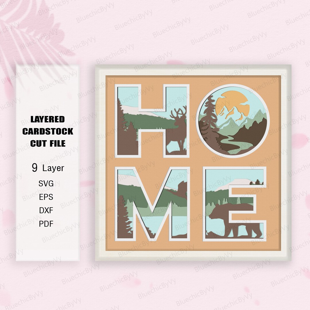 Mountain Home Shadow Box, Mountain Love Gift, Mountain Light Box Svg ...