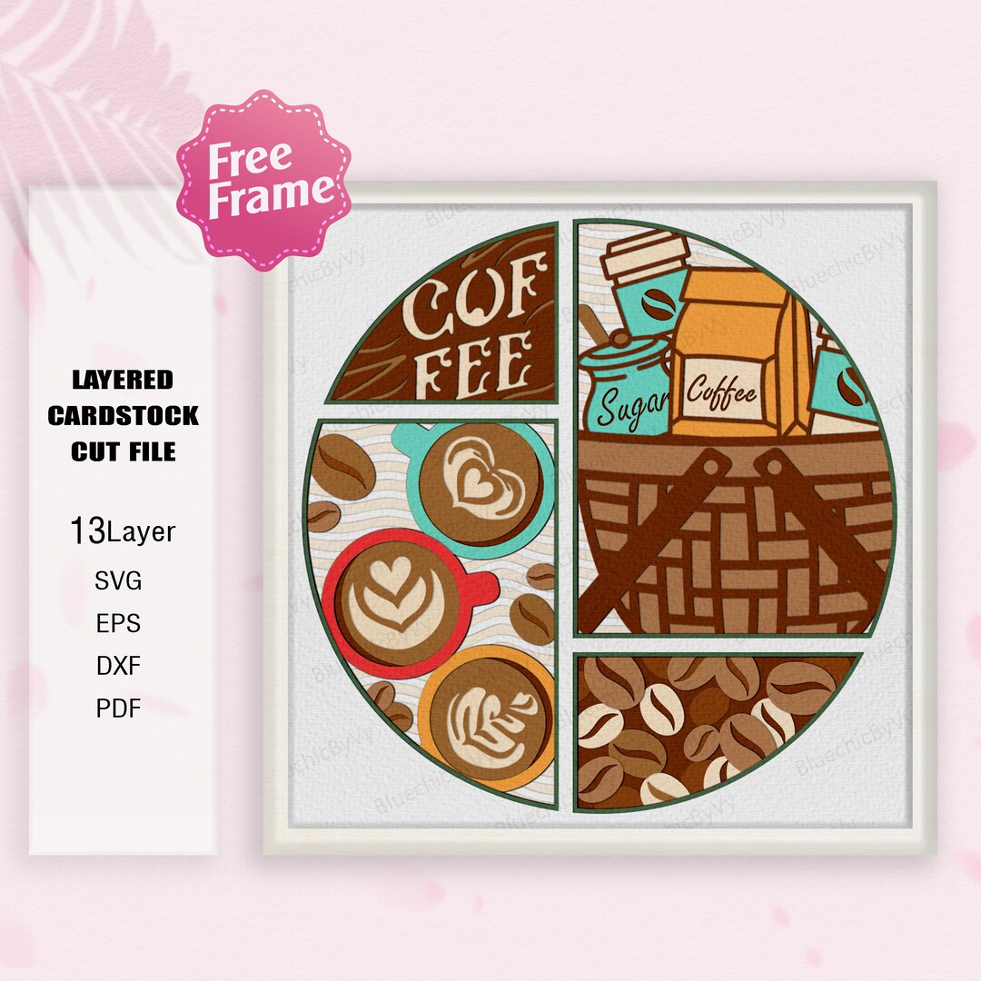 Coffee Latte Shadow Box Svg, Coffee Basket 3D Box, Coffee Light Box SVG ...
