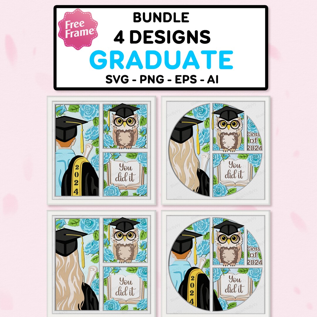 Bundle Graduate 2024 Shadow Box Svg, Graduation Gift, Graduation Girl ...
