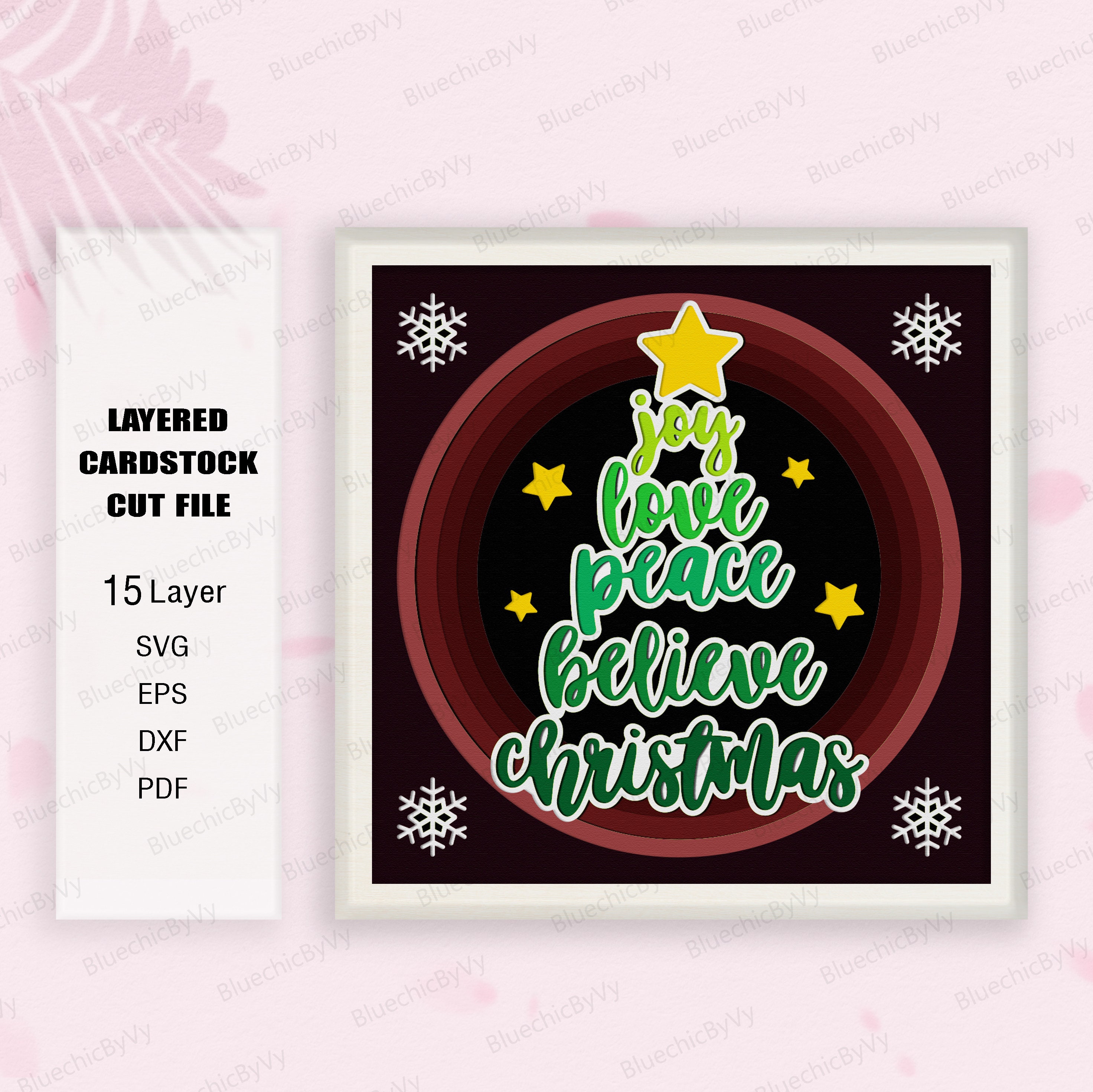 Christmas Tree Shadow Box SVG for Cricut Projects DIY - Etsy