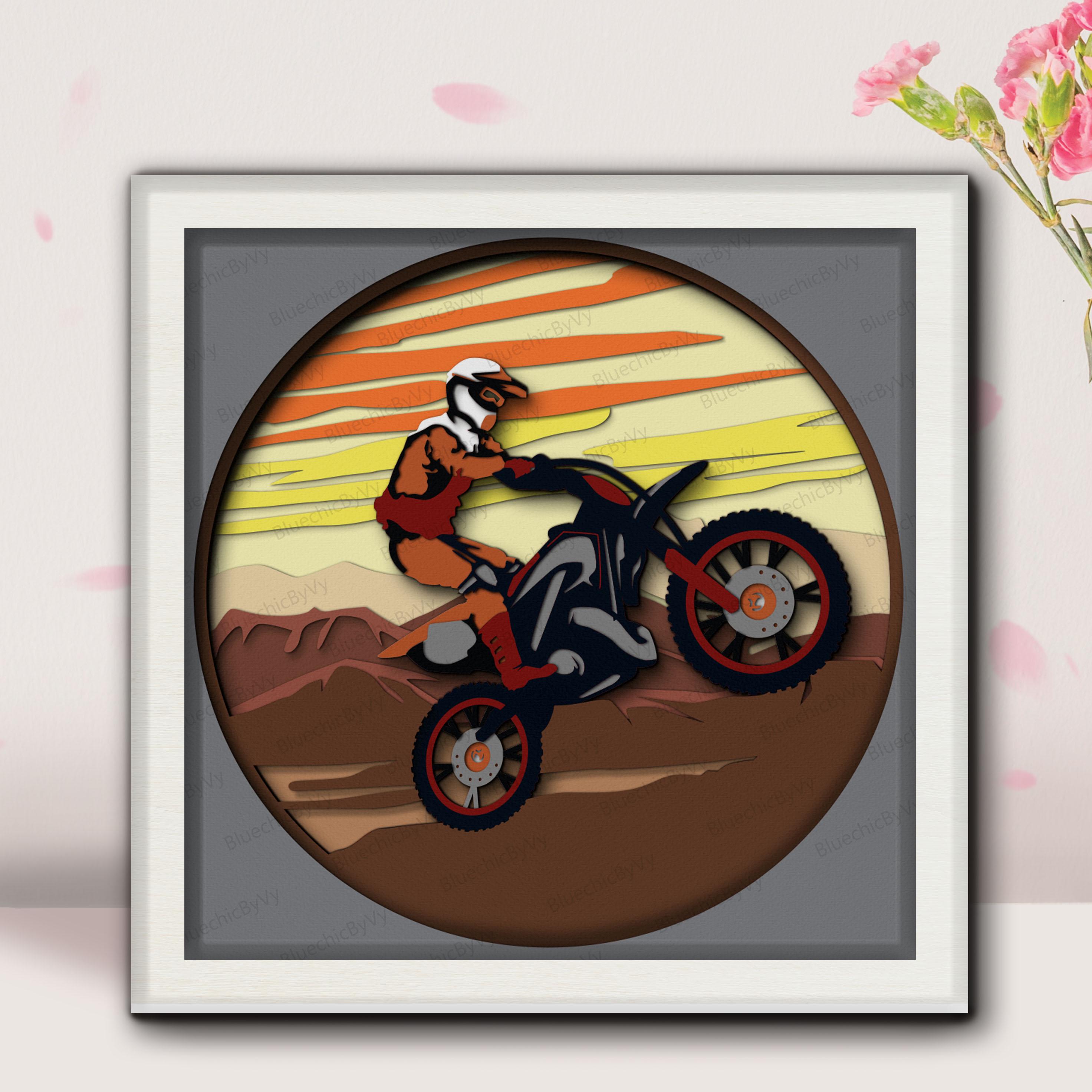 Motocross Shadow Box, Dirt Bike Layered Lightbox Template, off Road ...