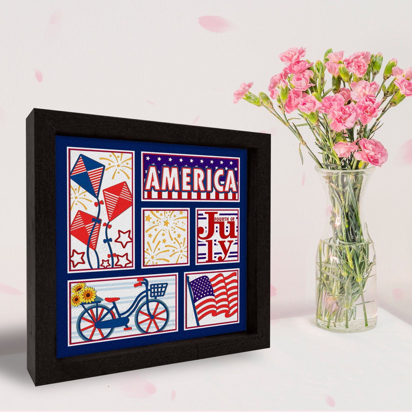The 4th of July Shadow Box Svg, American Flag 3D Box, American 4th of ...