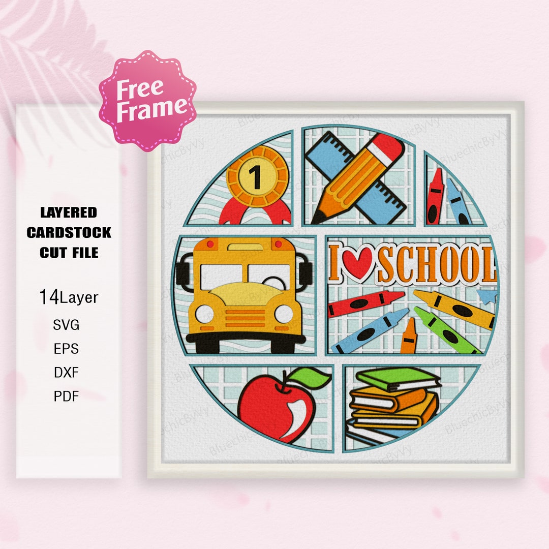 School Shadow Box Svg, Teacher Gift, School Light Box Svg, School 3D ...